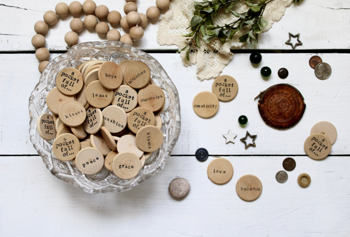 12 Wood Encouragement Coins Wholesale – Something Gray Vintage